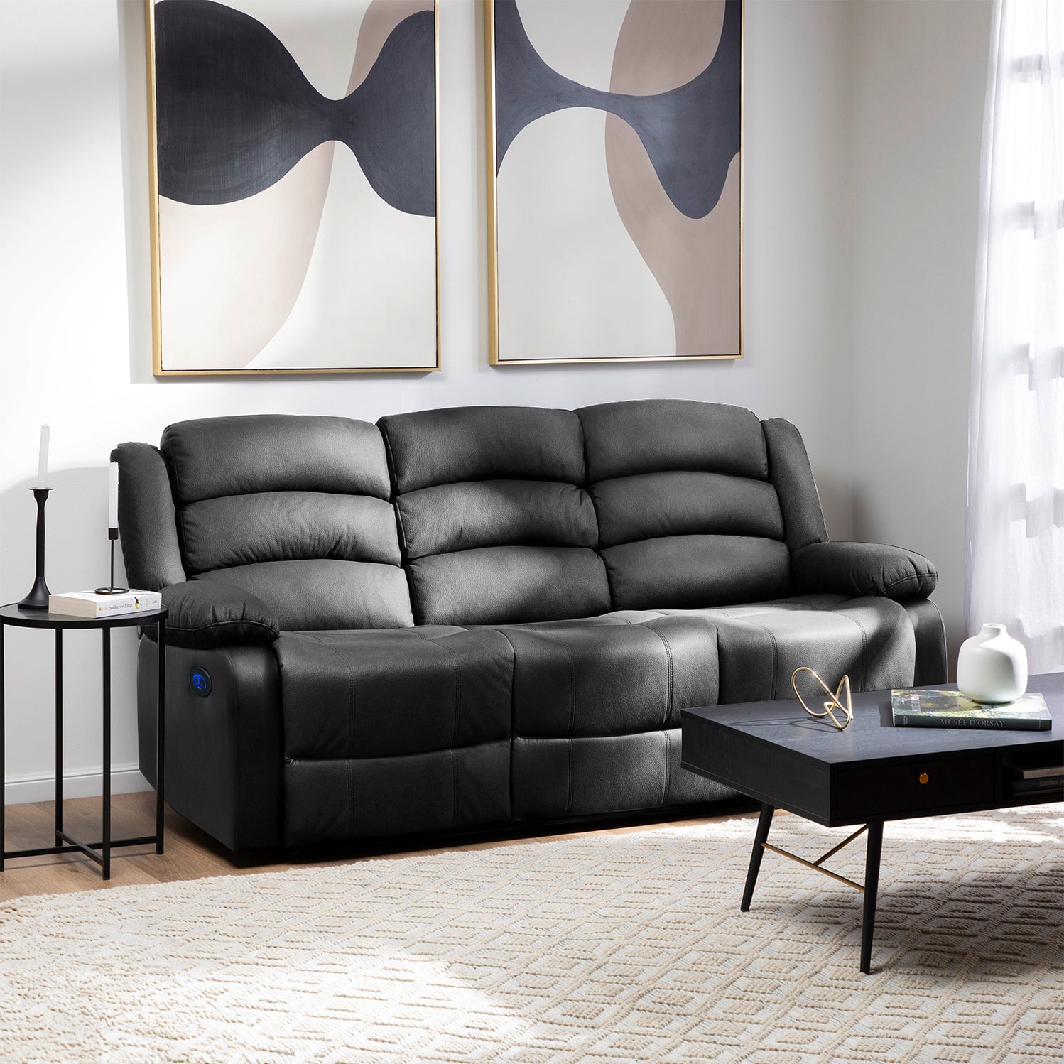 Sofá 3 Cuerpos Reclinable Eléctrico Moderno New Praga — Daniels Chile