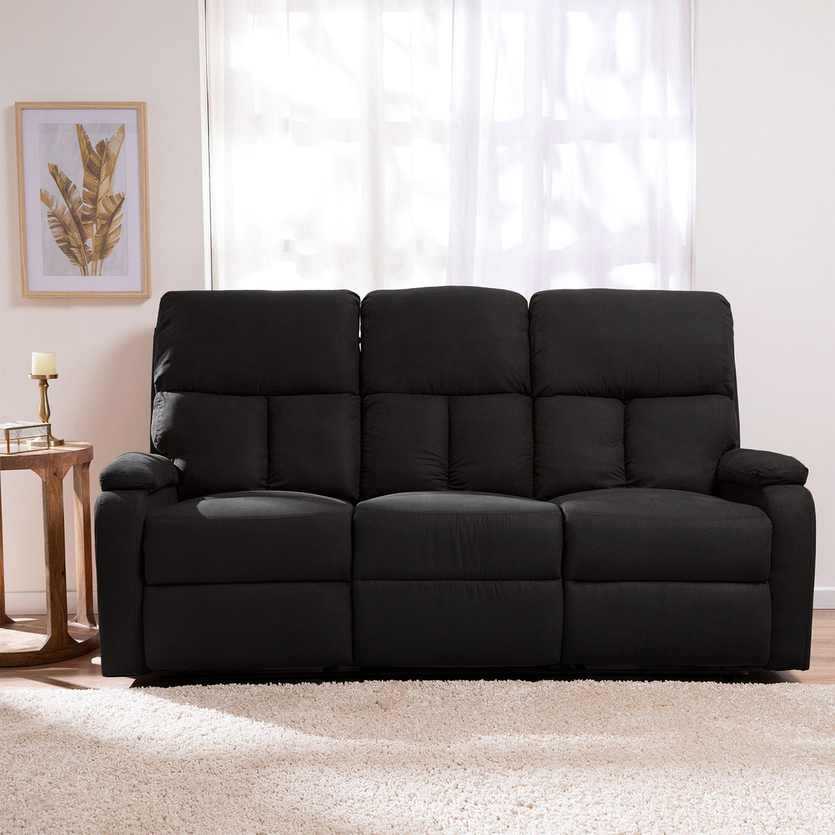 Sofá Negro Reclinable 3 Cuerpos - Hermoso y Moderno — Daniels Chile